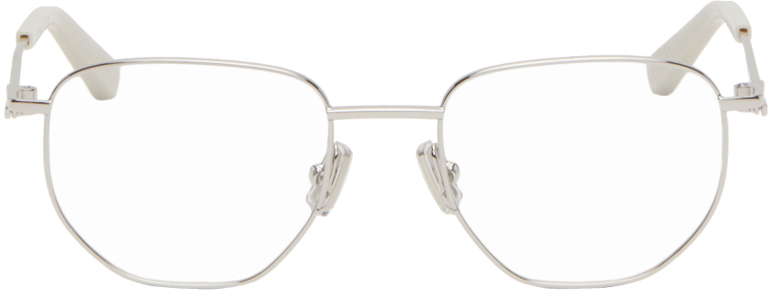Silver Round Glasses By Bottega Veneta On Sale