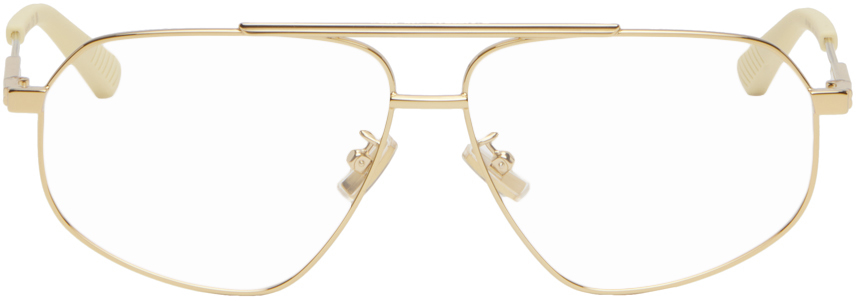 Gold Classic Metal Aviator Glasses by Bottega Veneta on Sale