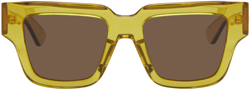 Yellow Square Sunglasses By Bottega Veneta On Sale