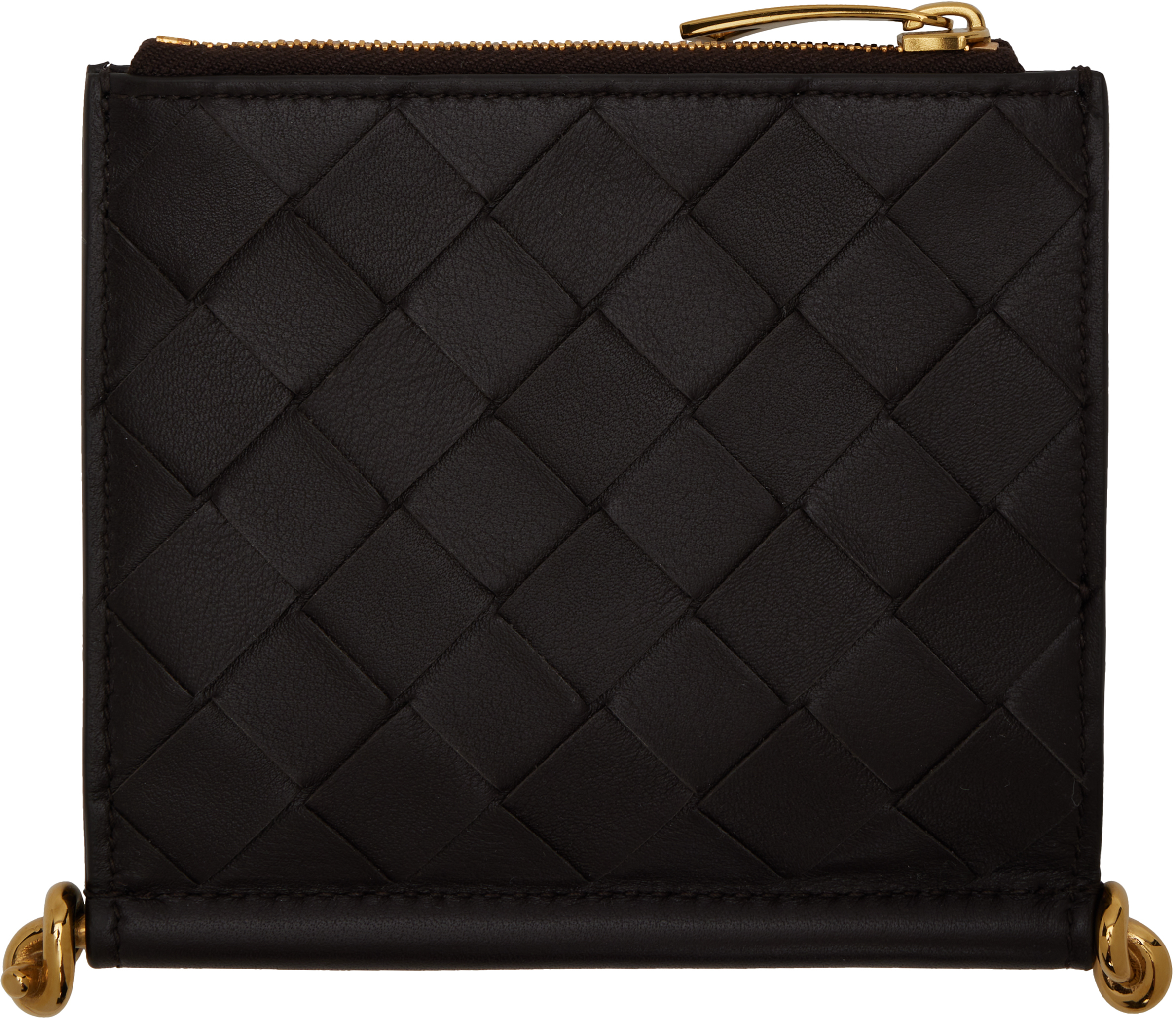 Bottega Veneta: ブラウン スモール Solstice 二つ折り財布 Bottega Veneta: ブラウン スモール Solstice 二つ折り財布