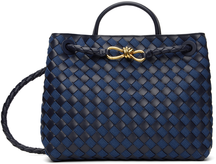 Bottega Veneta: Navy Medium Andiamo Bag | SSENSE Bottega Veneta: Navy Medium Andiamo Bag | SSENSE