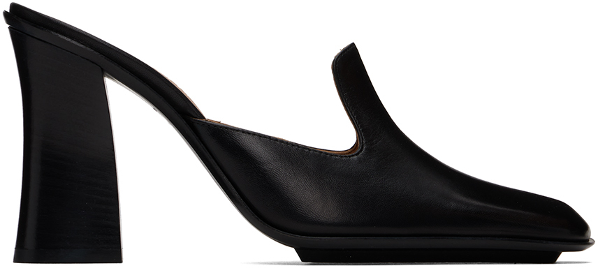 Bottega Veneta: Mules San Marco noires à talon Step | SSENSE France