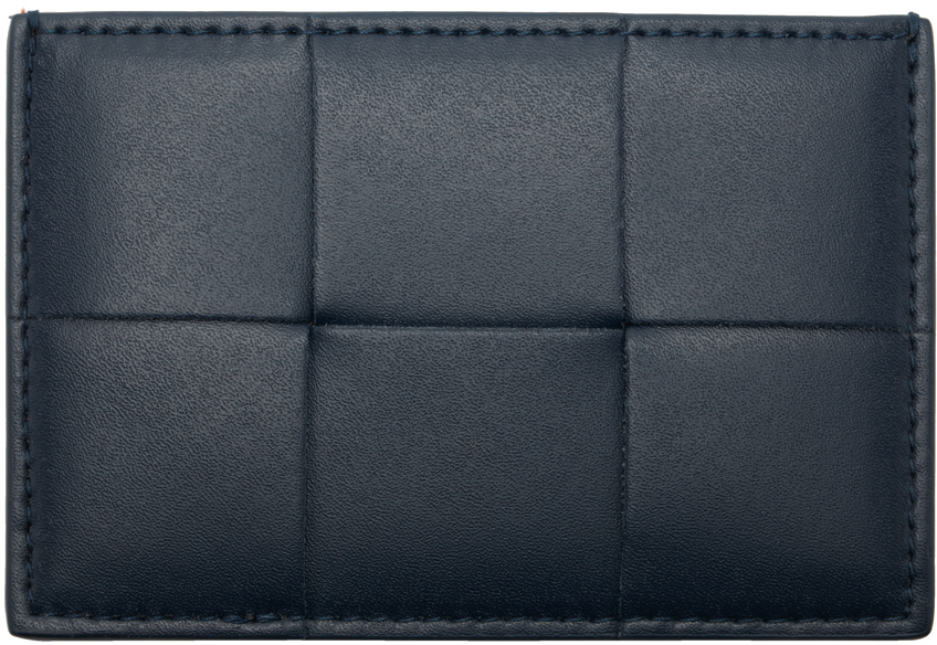 Bottega Veneta: Blue & Red Cassette Credit Card Holder | SSENSE
