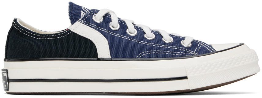 Navy Chuck 70 Archival Stripes Low Top Sneakers by Converse on Sale