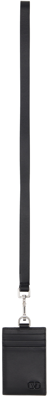 Black VLogo Neck-Strap Card Holder by Valentino Garavani on Sale