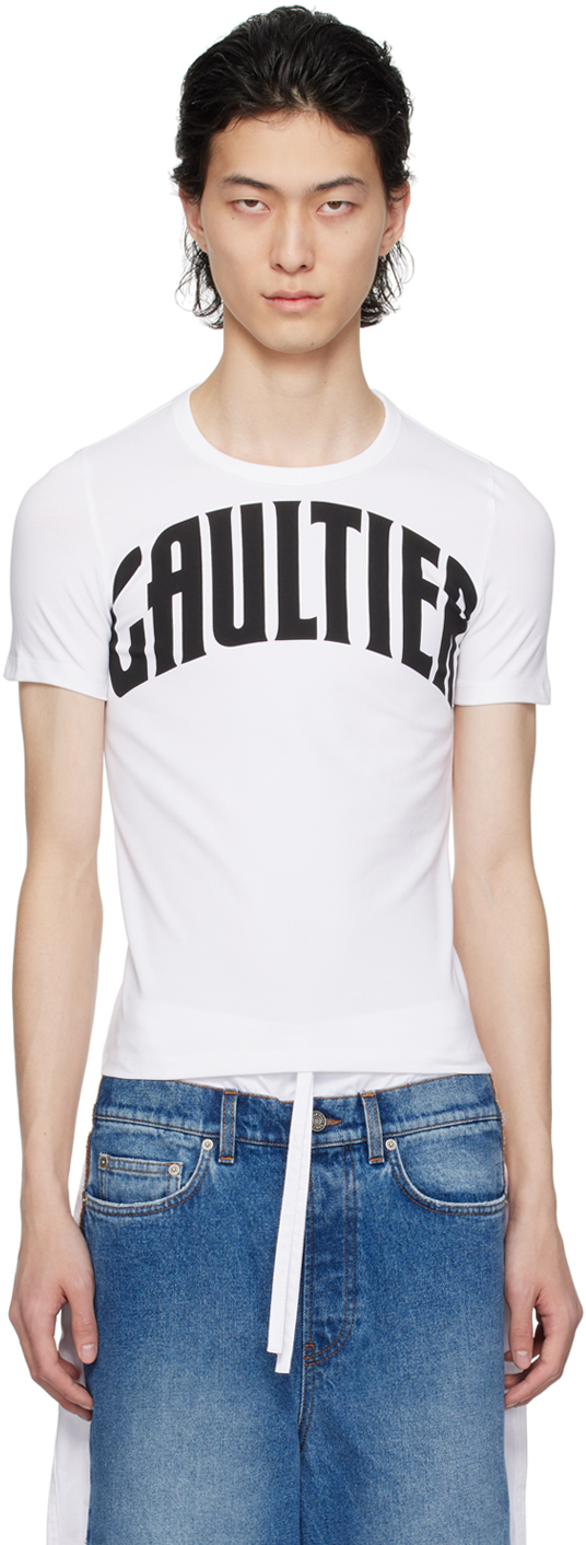 Jean Paul Gaultier: T-shirt blanc à logo - Très Gaultier | SSENSE France