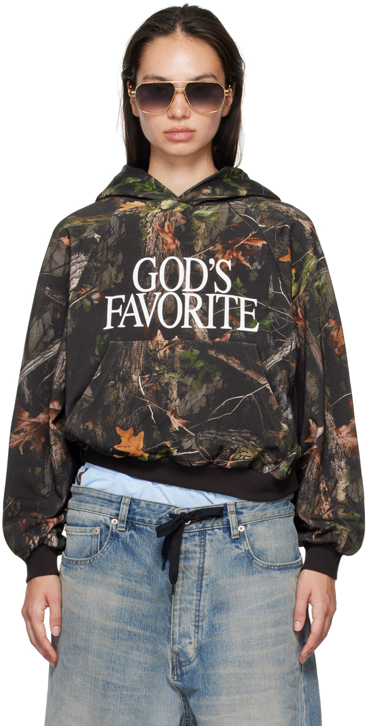 Praying: Khaki 'God's Favorite' Camo Hoodie | SSENSE Canada