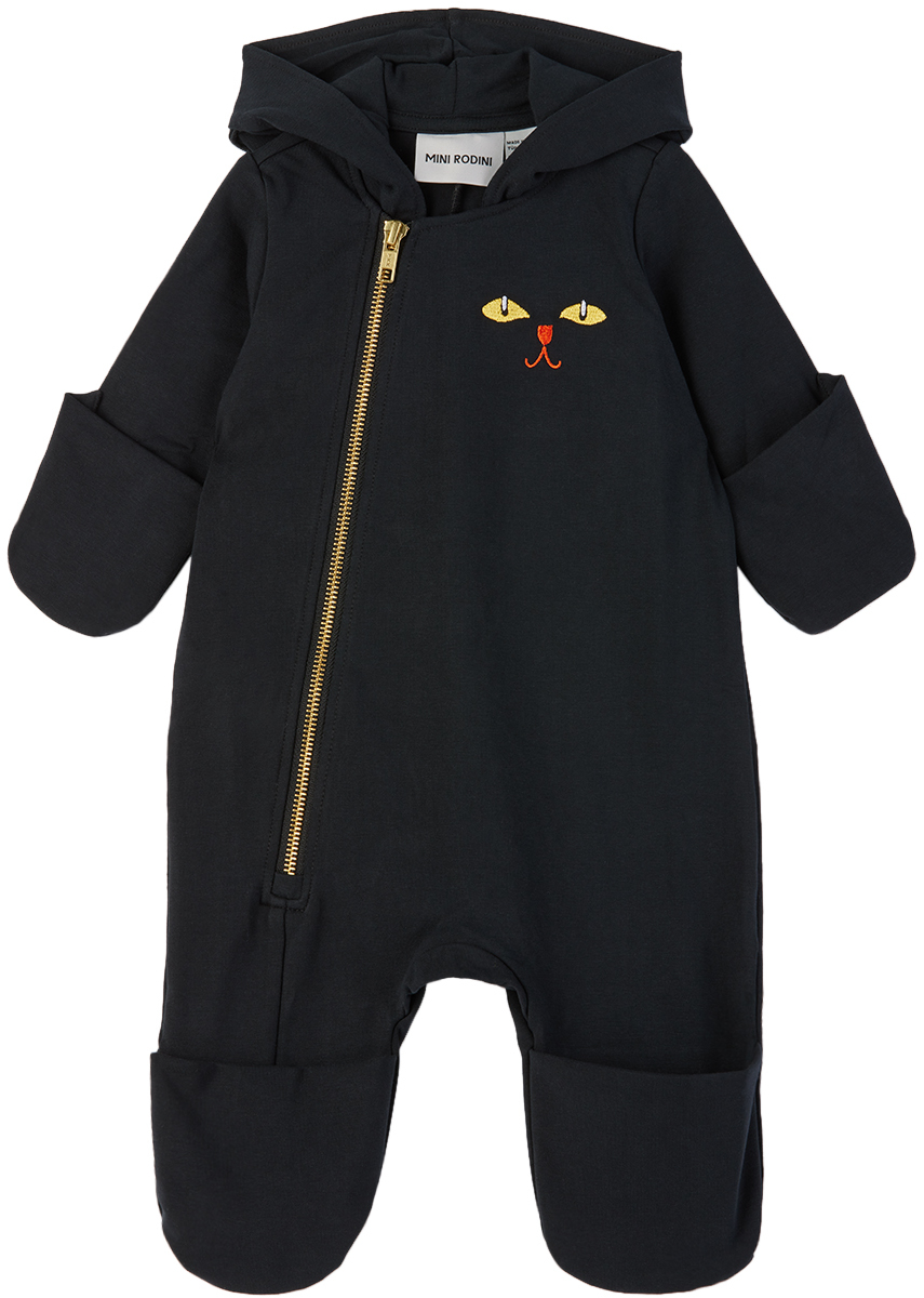 Baby Black Catsuit Jumpsuit by Mini Rodini | SSENSE