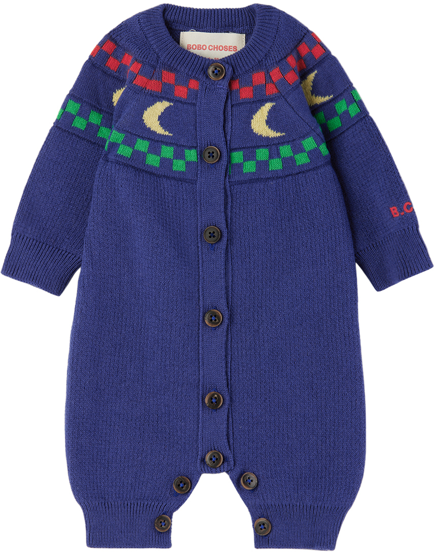 Baby Navy Beneath The Moon Bodysuit by Bobo Choses | SSENSE Canada