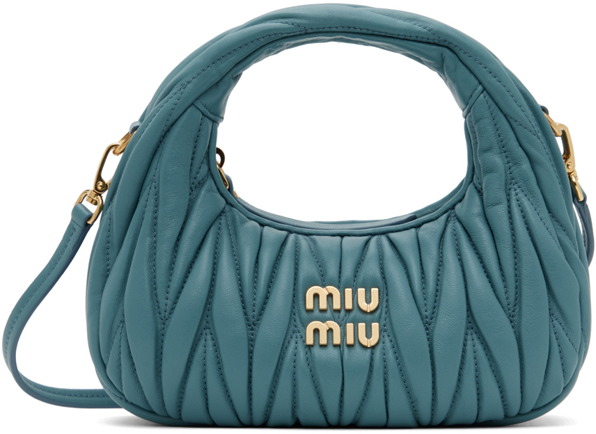 Miu Miu: Blue Mini Wander Bag | SSENSE Canada