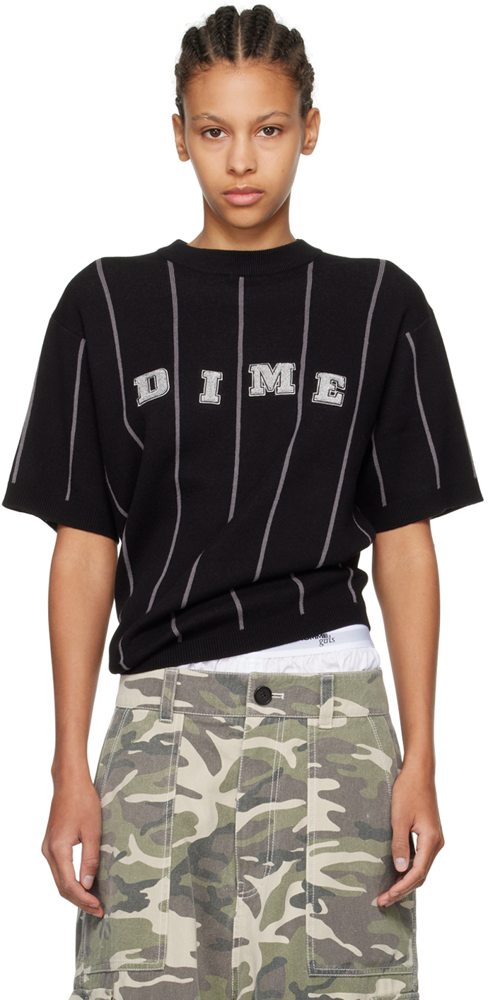 Dime: Black Striped T-Shirt | SSENSE
