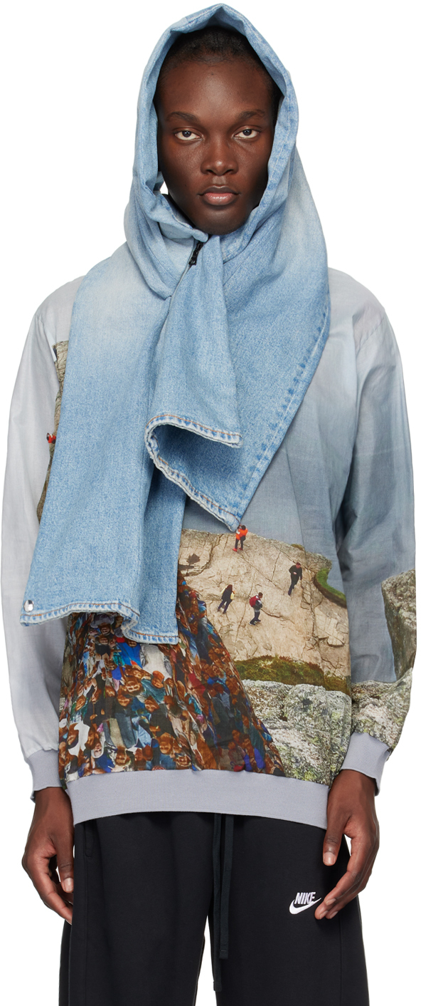 Bless: Écharpe drapée bleue en denim | SSENSE France