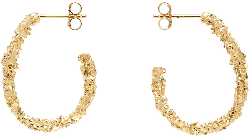 Veneda Carter: Gold VC003 Medium Open Hoop Earrings | SSENSE