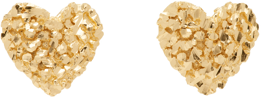 Veneda Carter: Gold VC029 Small Signature Heart Earrings | SSENSE