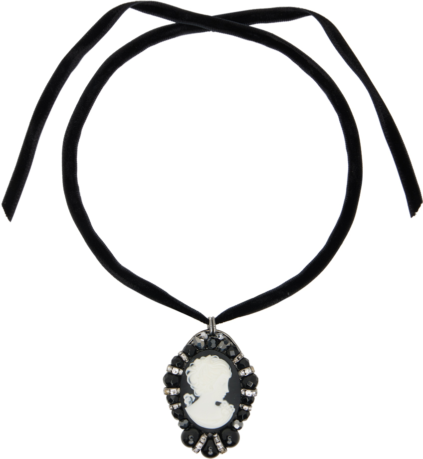 Black Erickson Beamon Edition Cameo Choker by Anna Sui on Sale