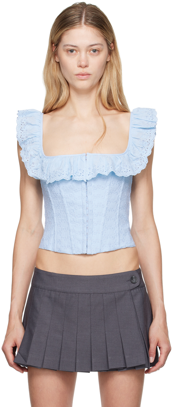 GUIZIO: Blue Bettina Corset Tank Top | SSENSE