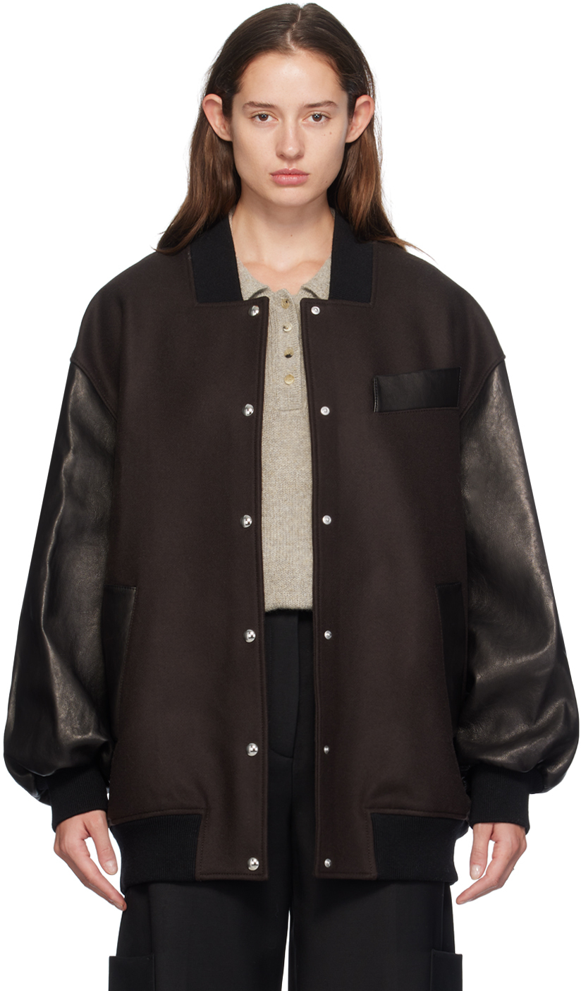 KHAITE: Brown Spencer Leather Jacket | SSENSE