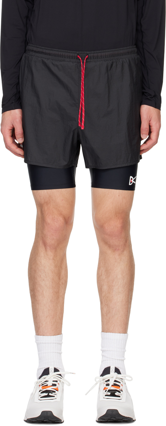 District Vision: Black Ripstop Layered Trail Shorts | SSENSE