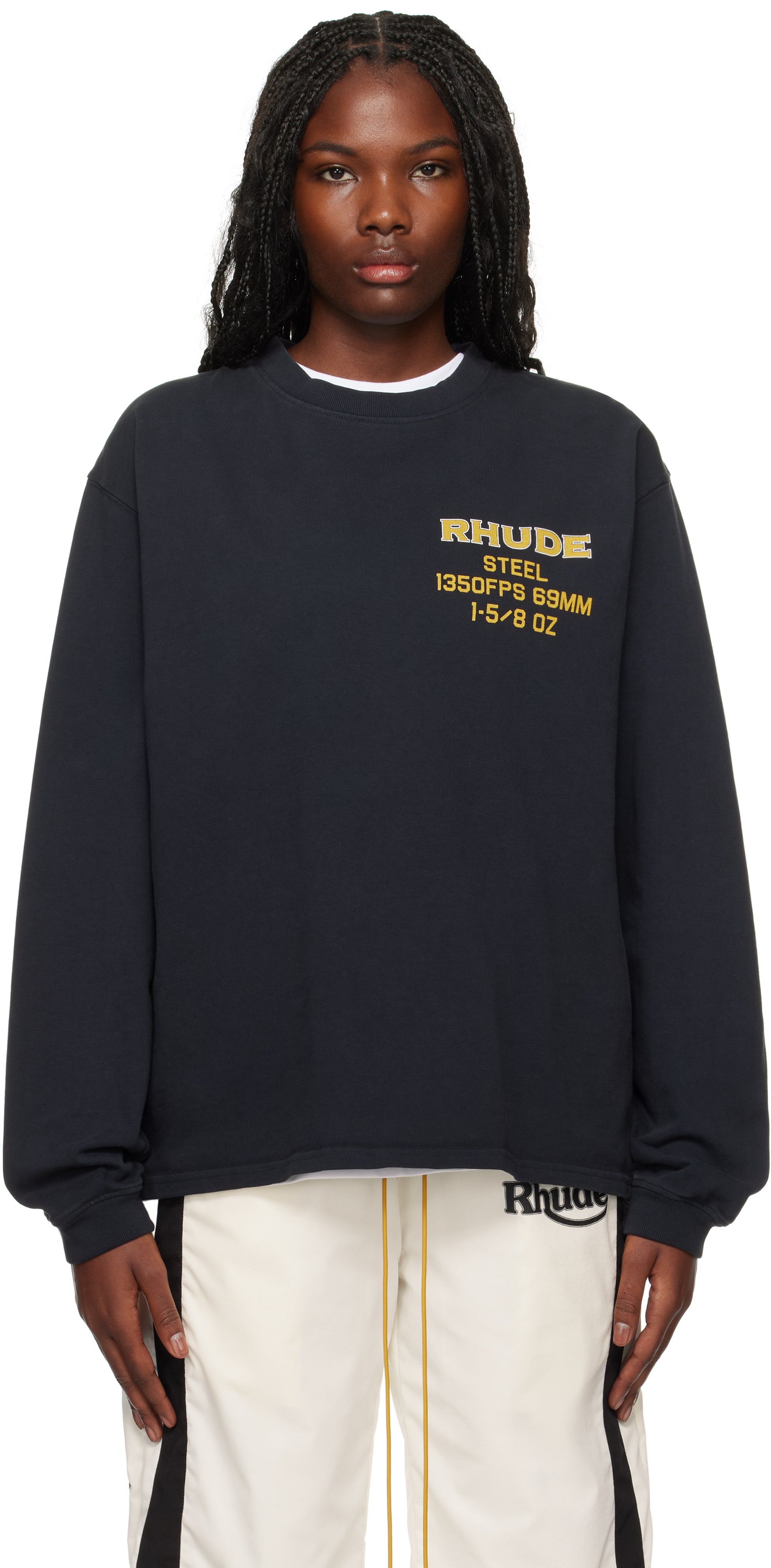 Rhude: 黑色 Rhude Steel 长袖 T 恤 | SSENSE