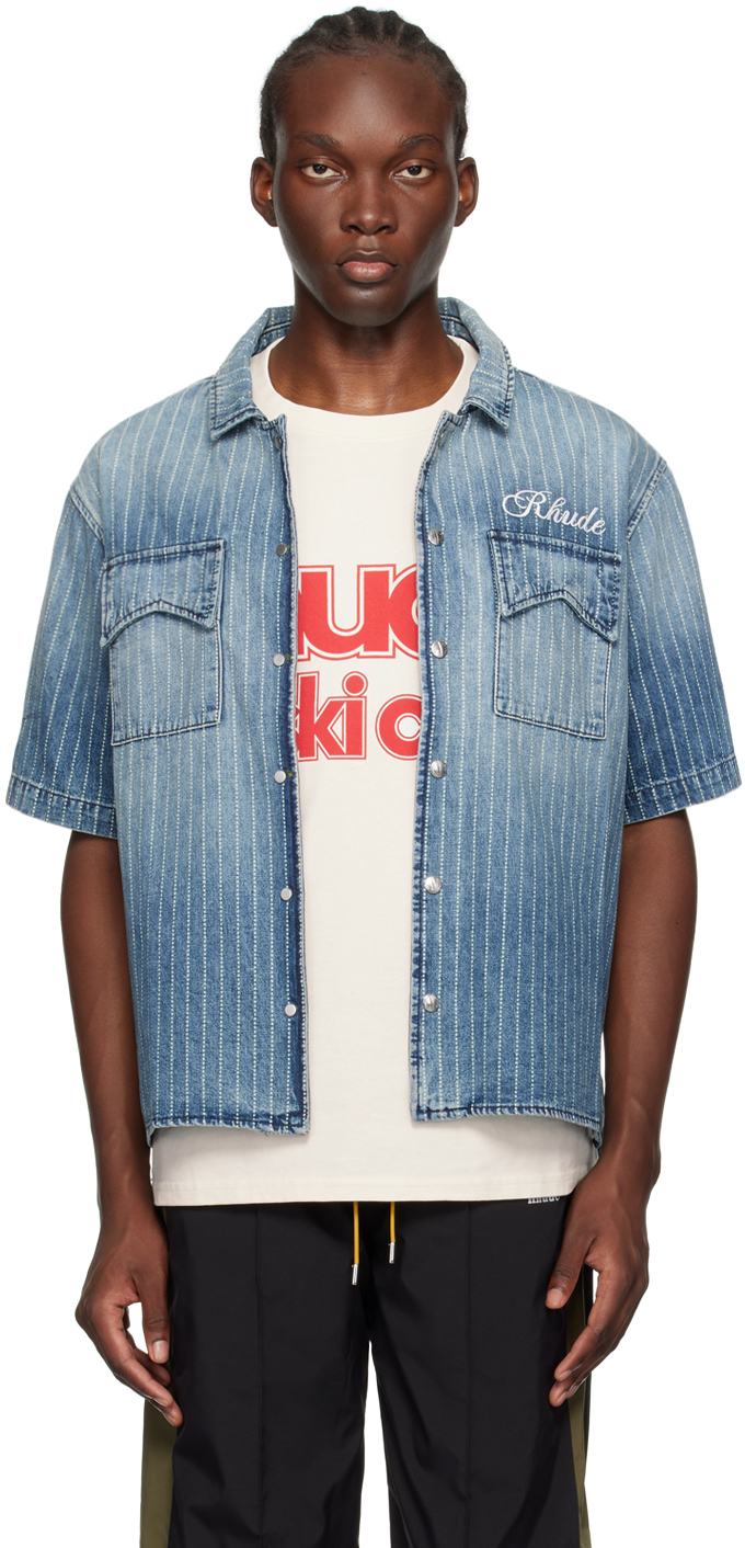 Indigo Wabash Denim Shirt by Rhude on Sale