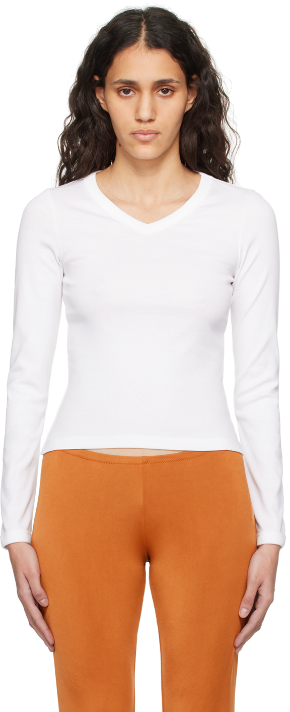 FLORE FLORE: White Jill Long Sleeve T-Shirt | SSENSE