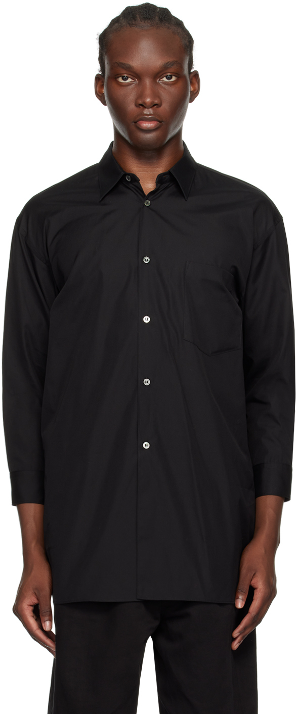 Black Comme des Garçons: Black Spread Collar Shirt | SSENSE