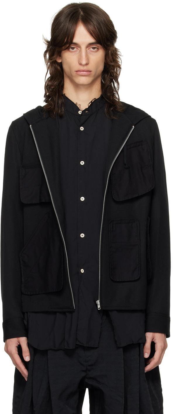 Black Comme des Garçons: Black Hooded Jacket | SSENSE
