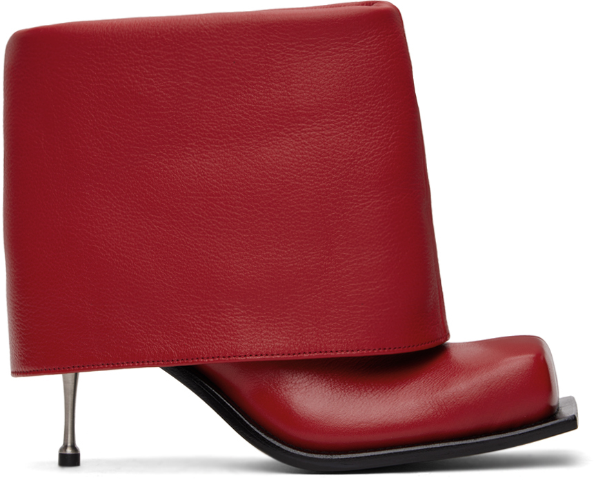 FIDAN NOVRUZOVA: Bottes Iman rouges à talon aiguille | SSENSE France