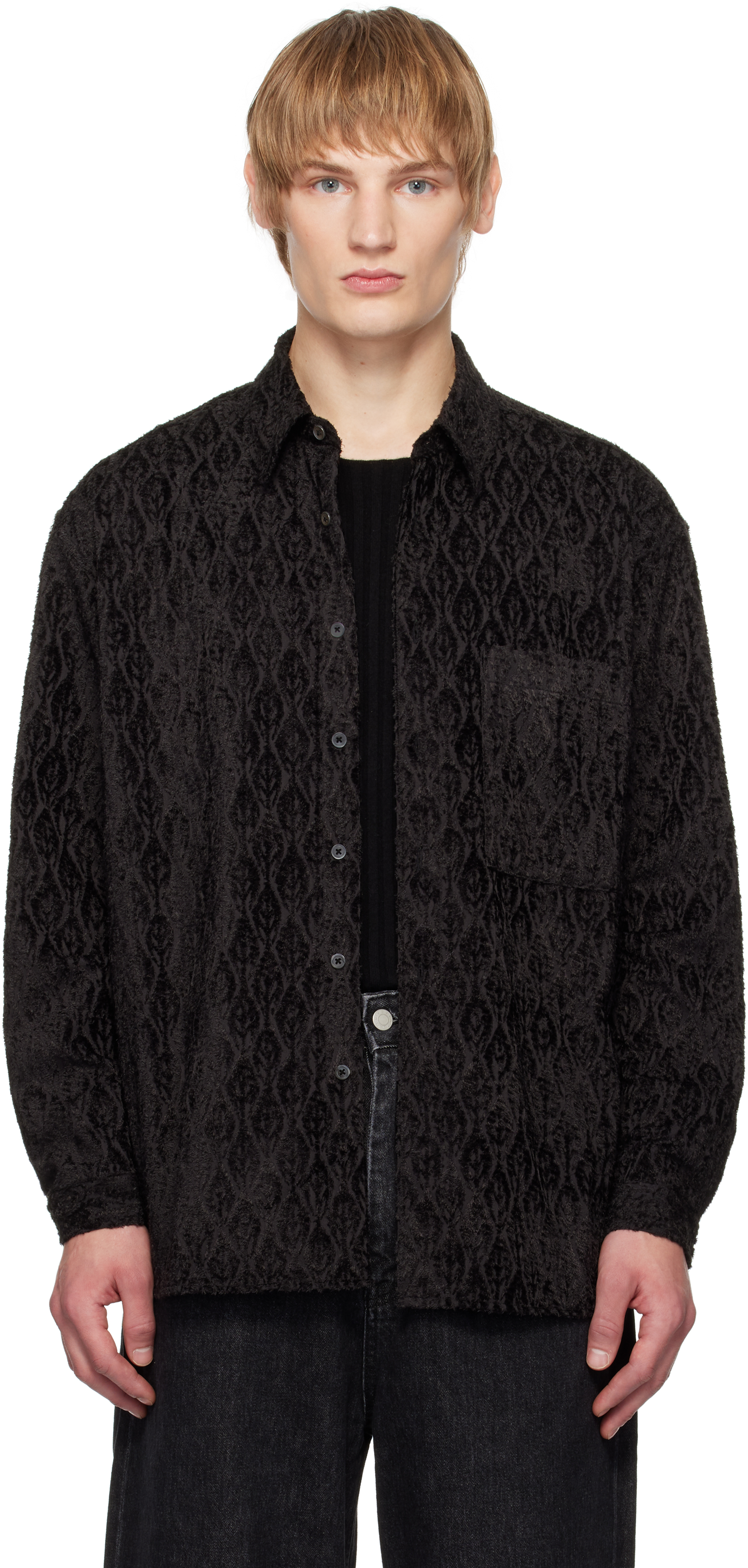 Black Loosed Shirt by Youth on Sale