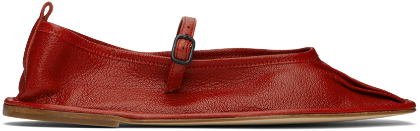HEREU: Red Dansa Supple Shiny Ballerina Flats | SSENSE