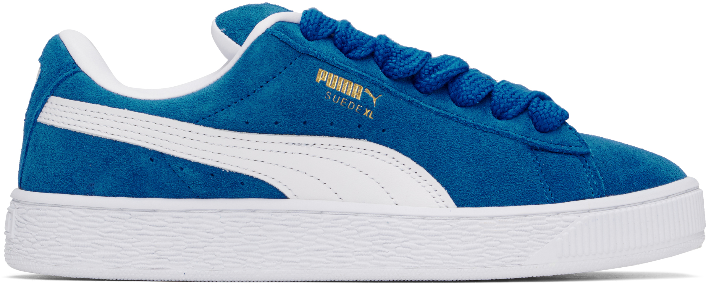 PUMA: Blue Suede XL Sneakers | SSENSE