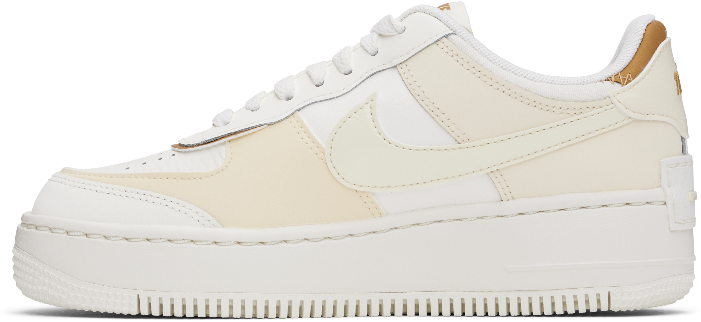 Nike White & Beige Air Force 1 Shadow Sneakers In Sail/metallic Gold ...