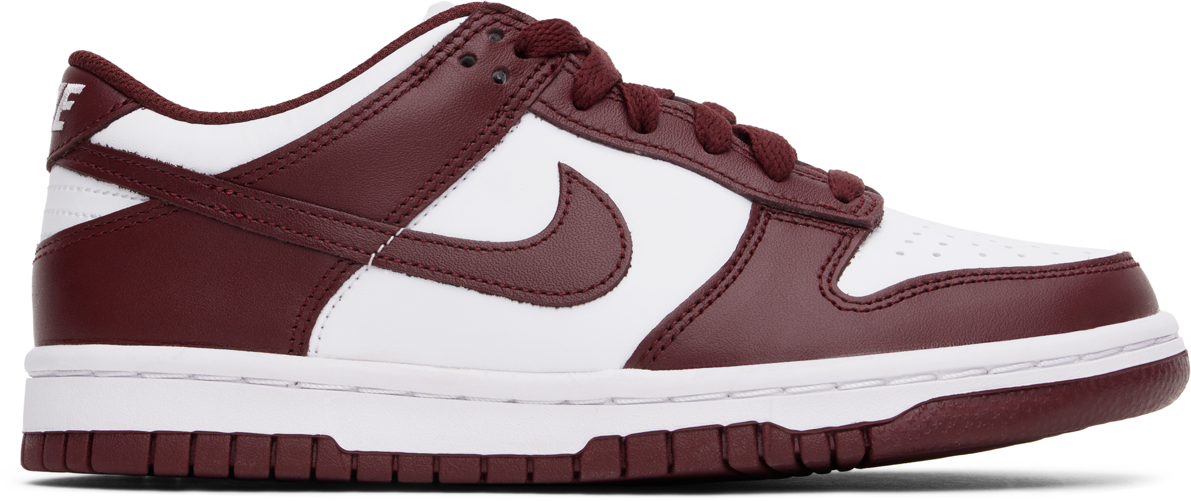 Big Kids White & Burgundy Dunk Low Sneakers by Nike | SSENSE