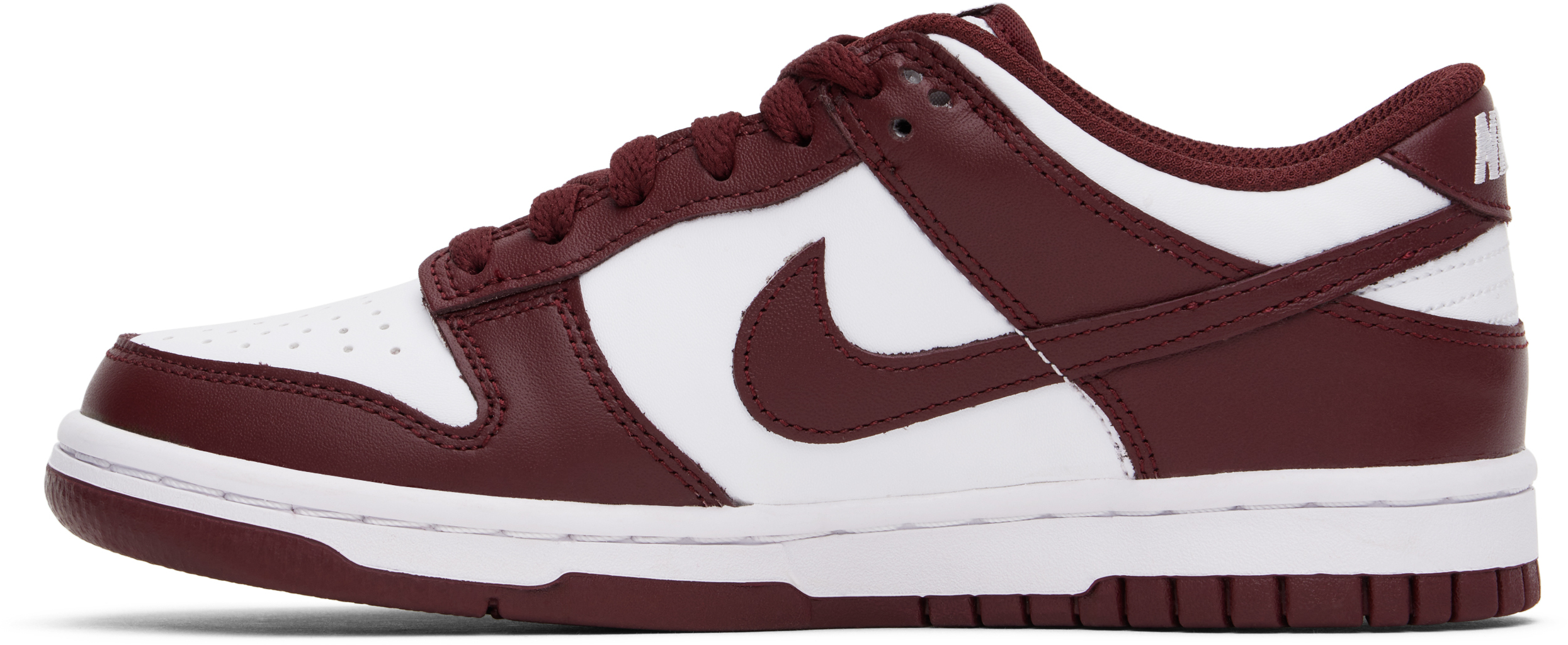 Nike Big Kids White & Burgundy Dunk Low Sneakers In White/redwood/red ...