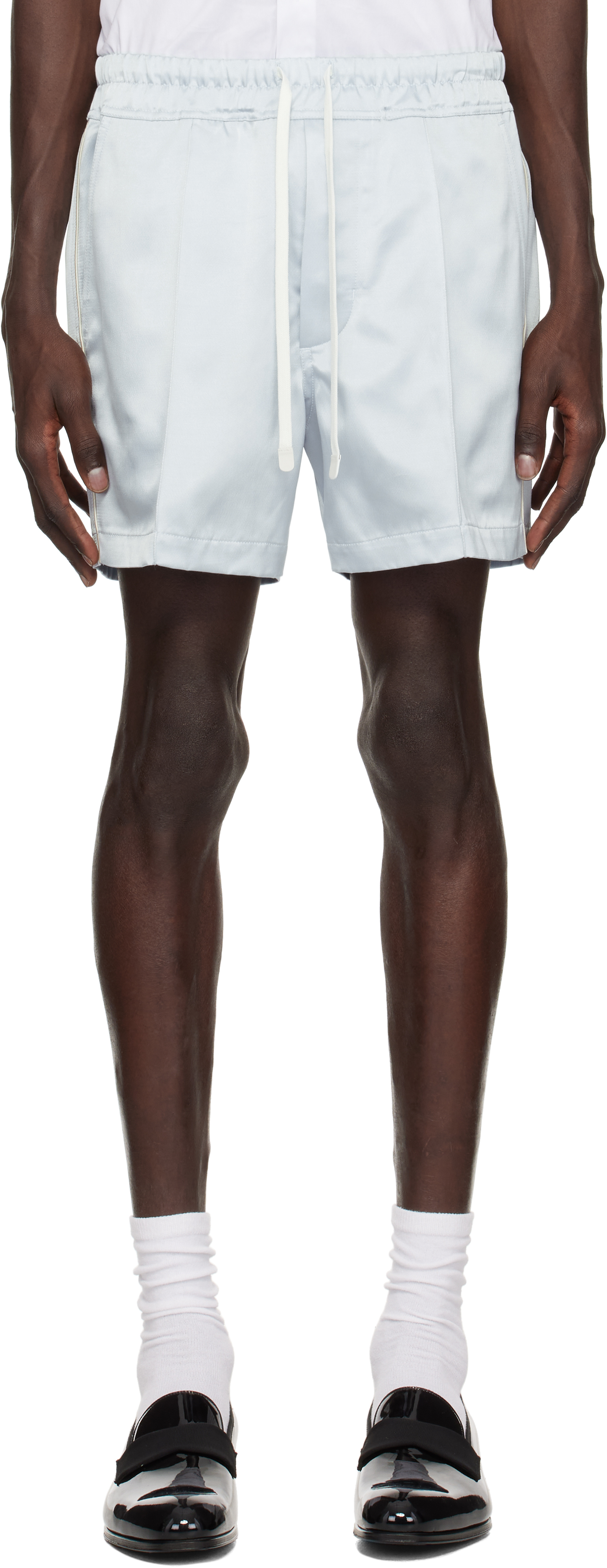 TOM FORD: Blue Shiny Satin Shorts | SSENSE UK