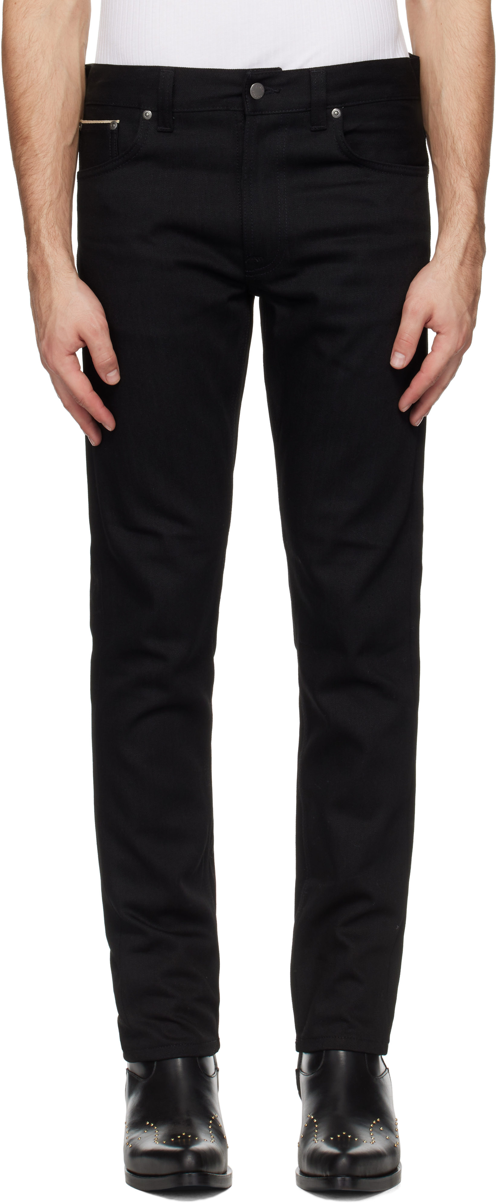 Nudie Jeans: Black Lean Dean Jeans | SSENSE