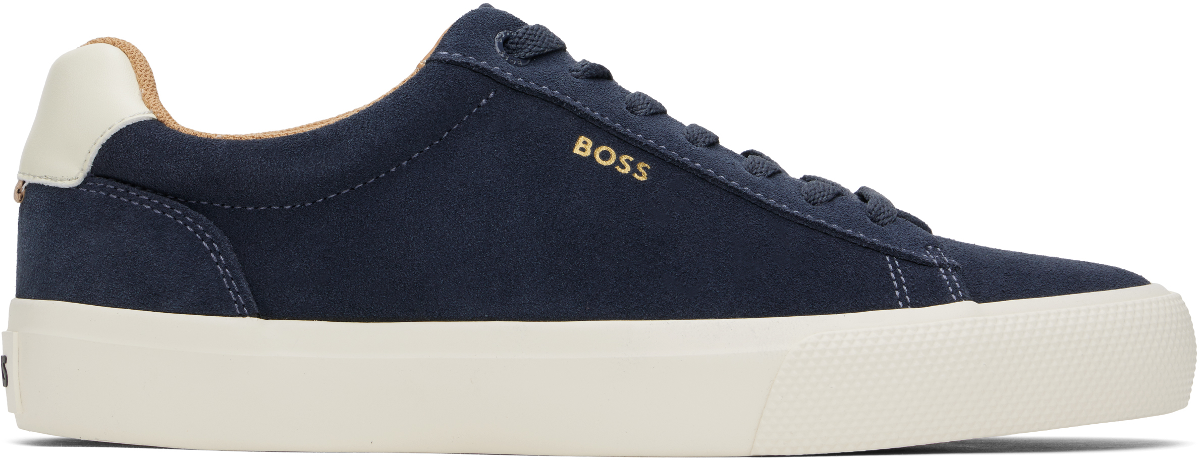 BOSS: Navy Suede Sneakers | SSENSE UK