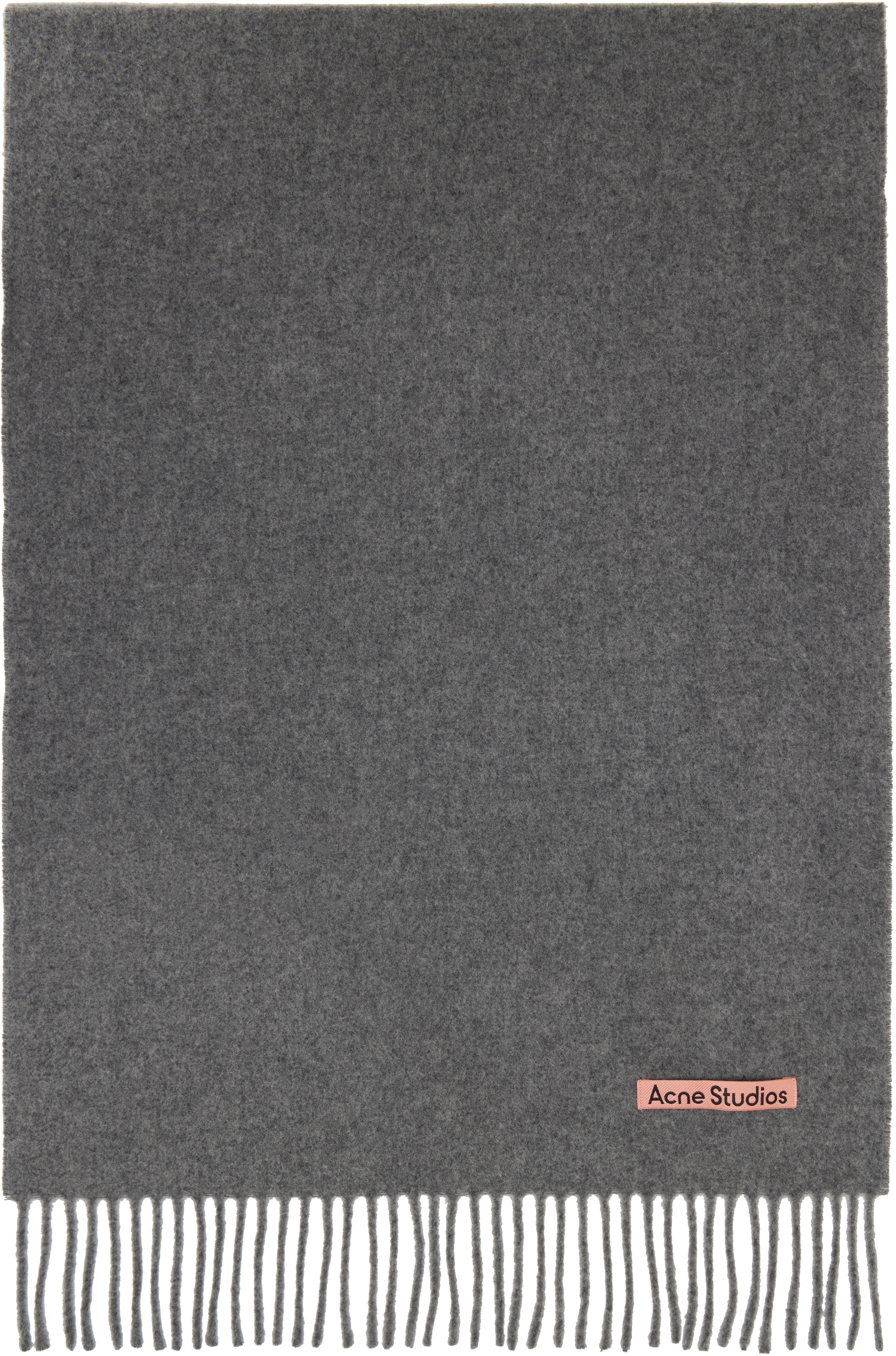 Acne Studios: Gray Narrow Fringe Wool Scarf | SSENSE Canada