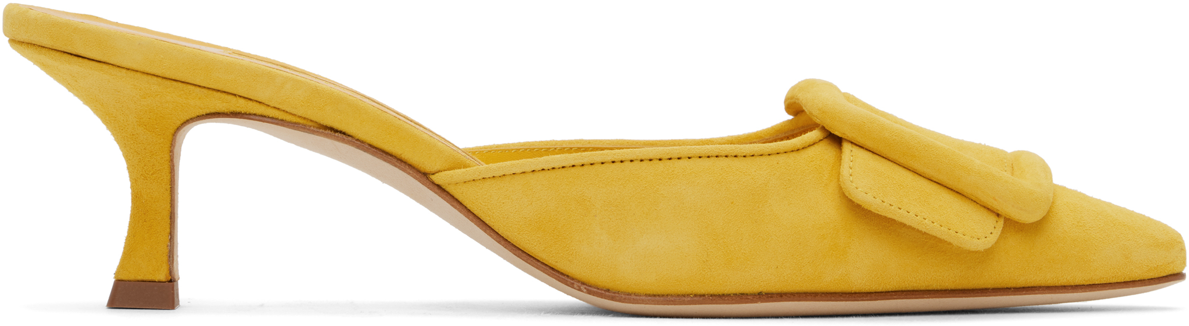 Manolo Blahnik: Yellow Maysale Mules | SSENSE