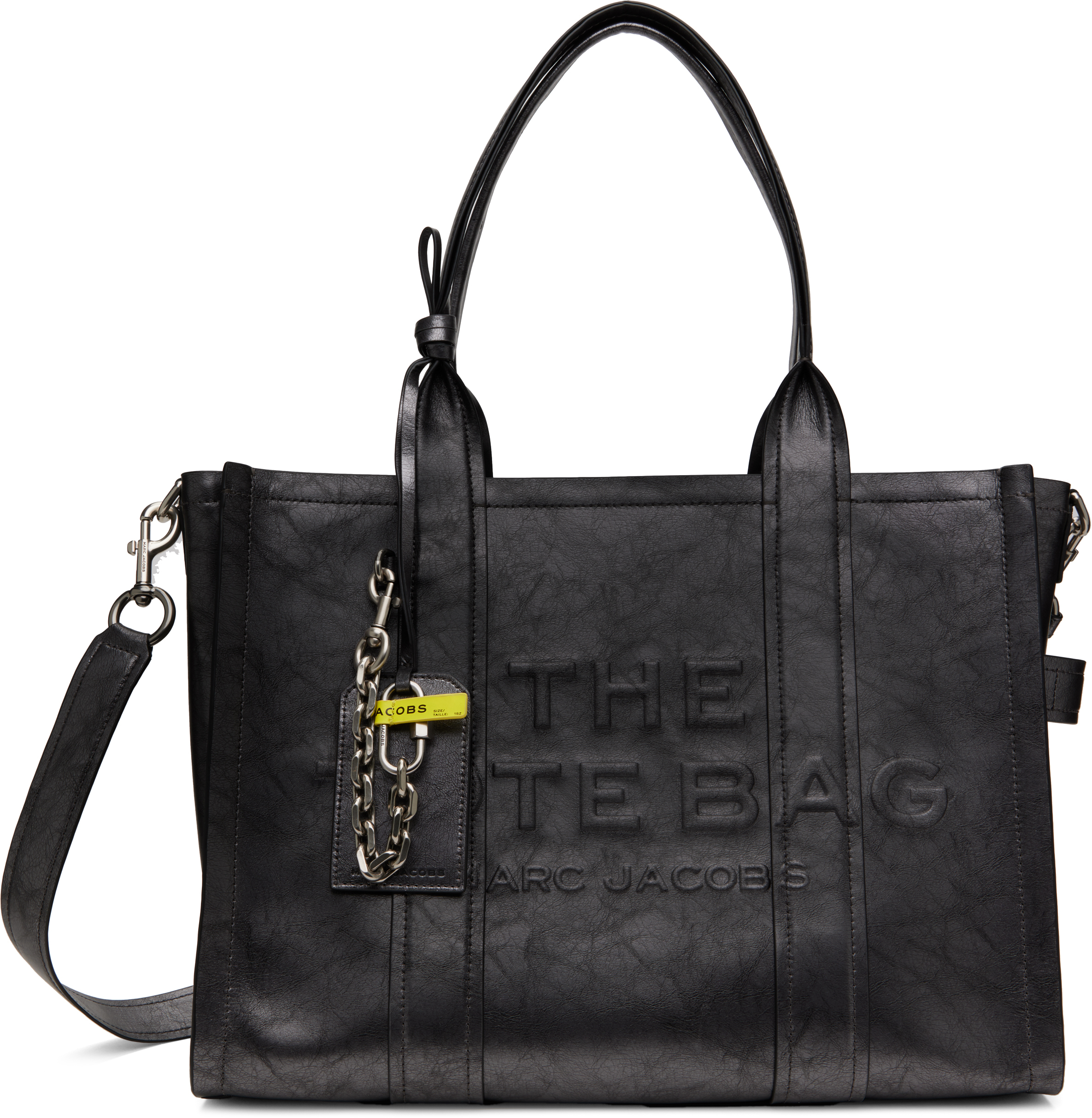 Marc Jacobs: Gunmetal 'The Metallic Distressed Large' Tote Marc Jacobs: Gunmetal 'The Metallic Distressed Large' Tote