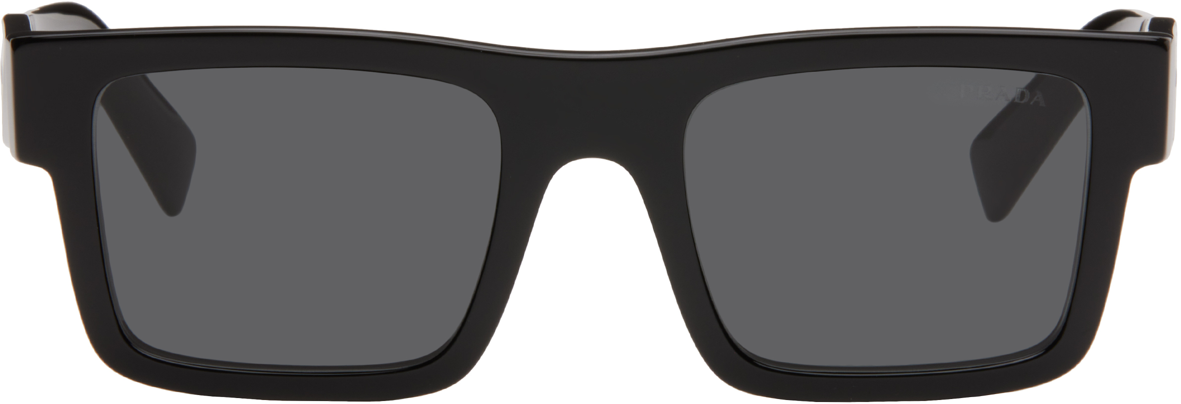 Prada Eyewear: Black Square Shield Acetate Sunglasses | SSENSE