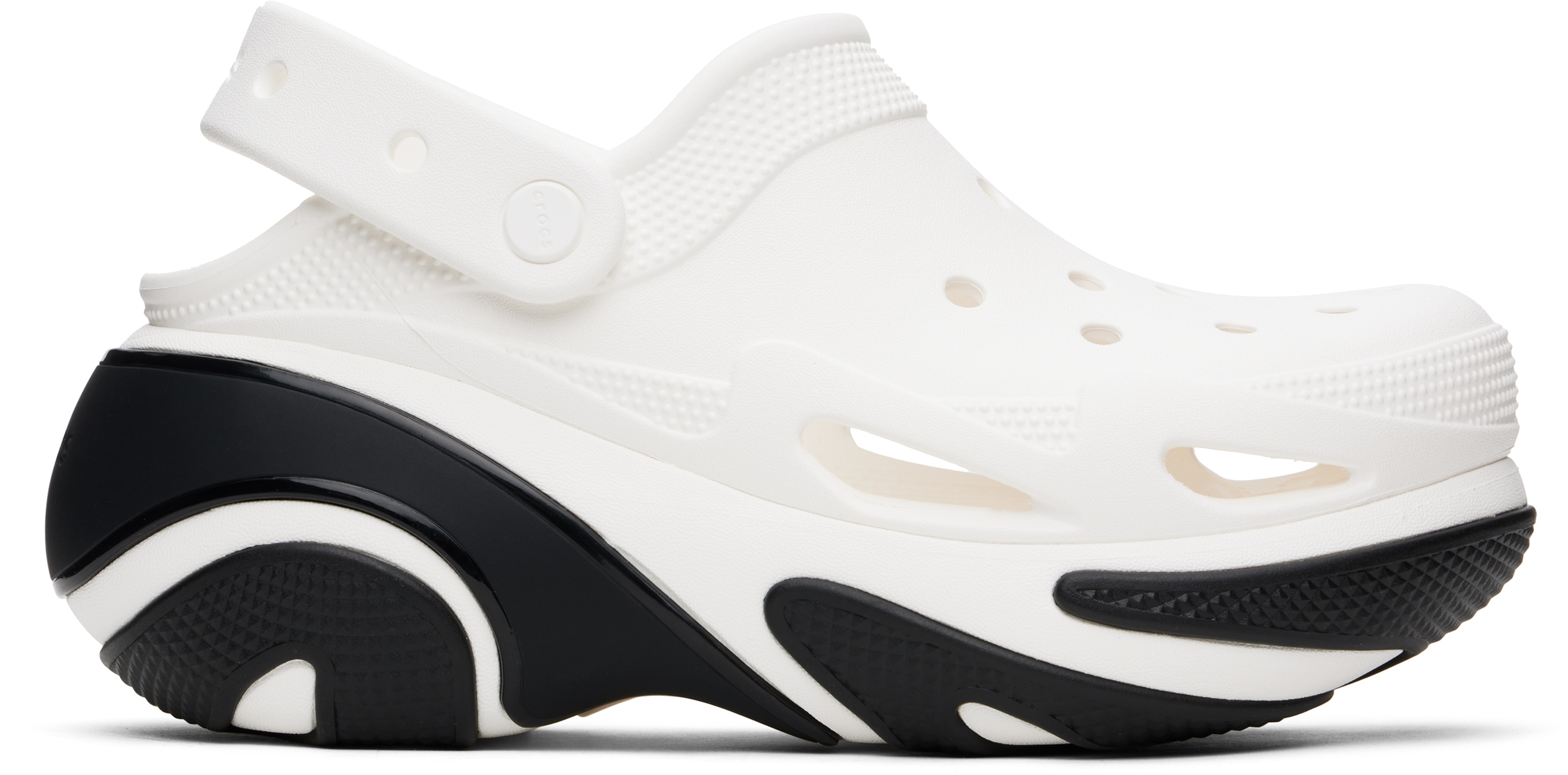 Crocs: White & Black Bubble Crush Clogs | SSENSE