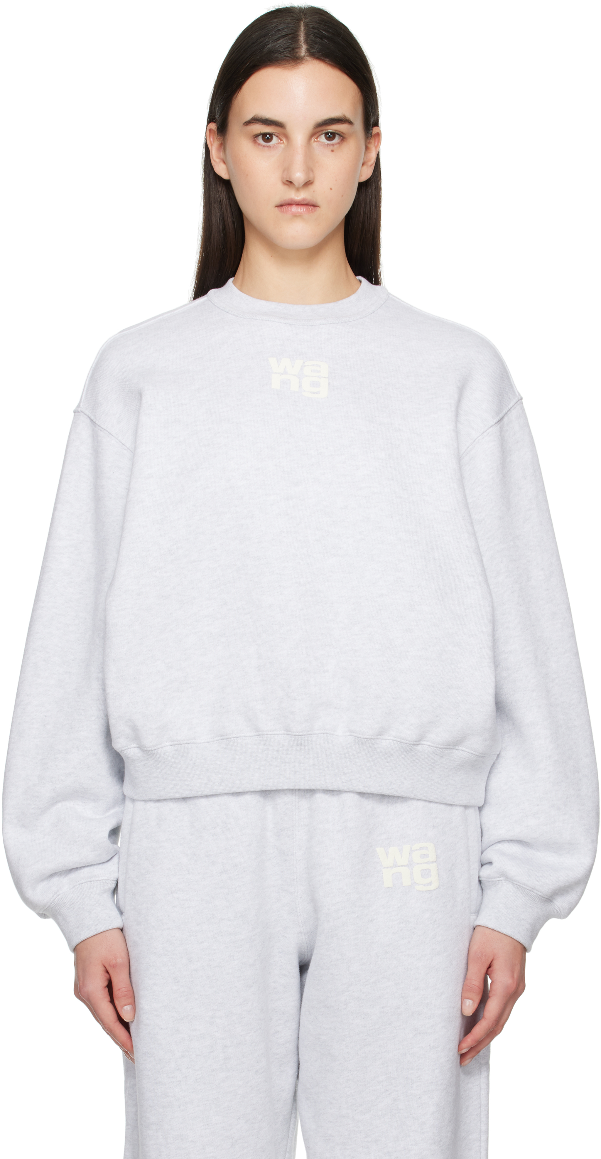 alexanderwang.t: Gray Puff Logo Sweatshirt | SSENSE