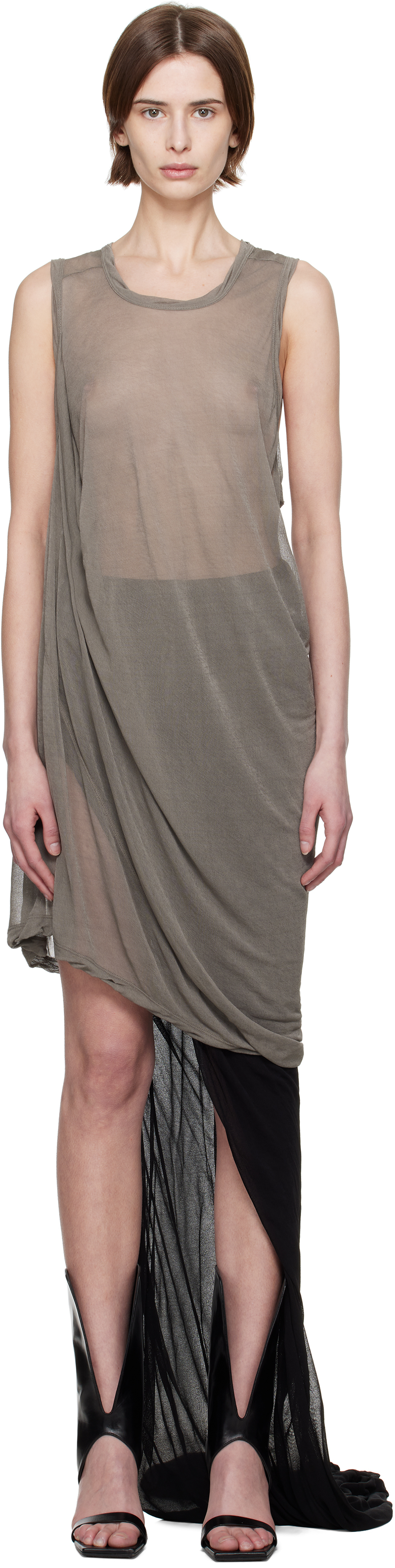 Rick Owens: Gray Hollywood Anthem Tank Top | SSENSE