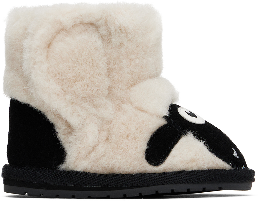 Baby Off-White & Black 'Shaun The Sheep' Pre-Walkers by EMU | SSENSE Canada