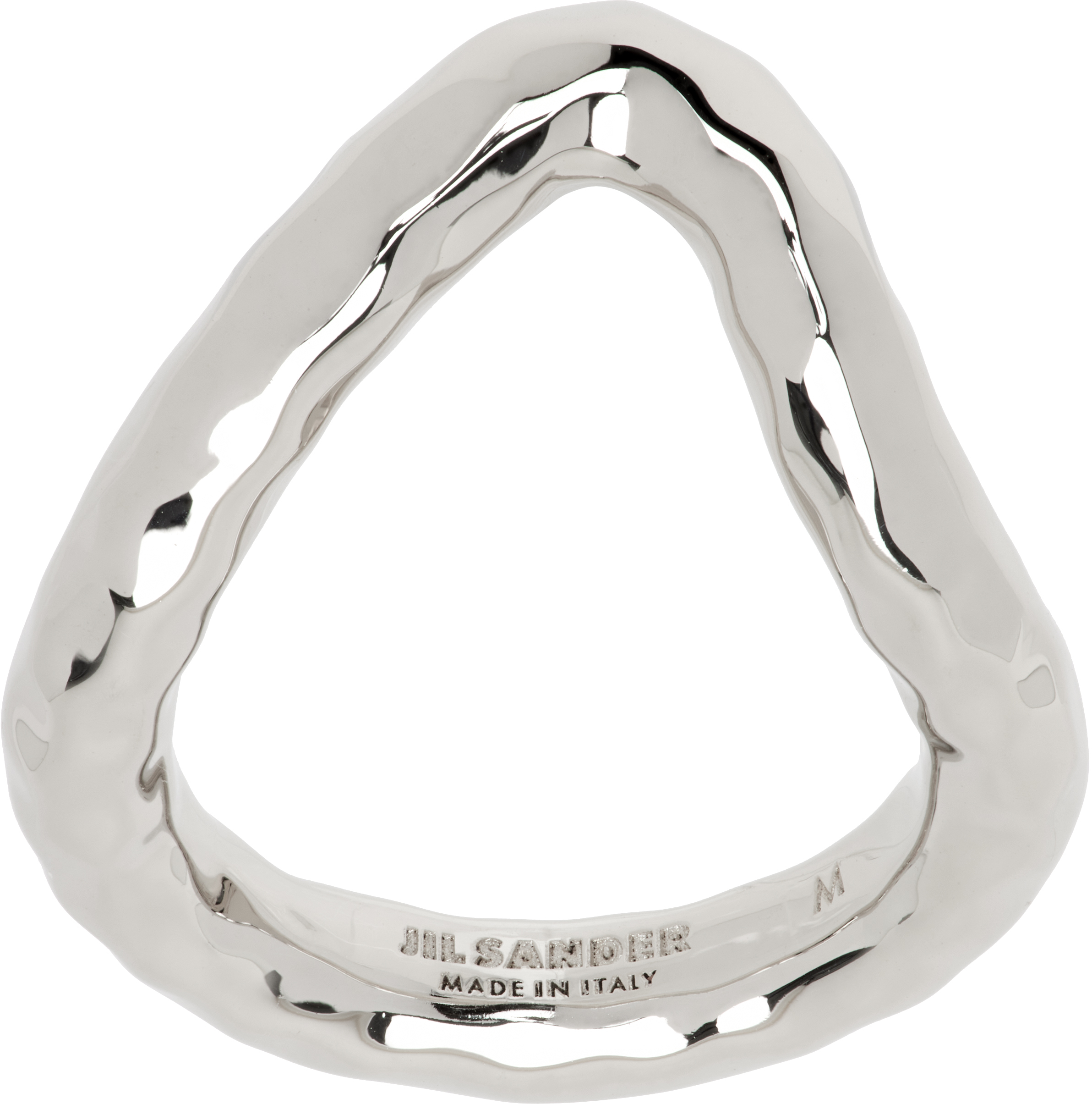 Jil Sander: Silver Hammered Ring | SSENSE