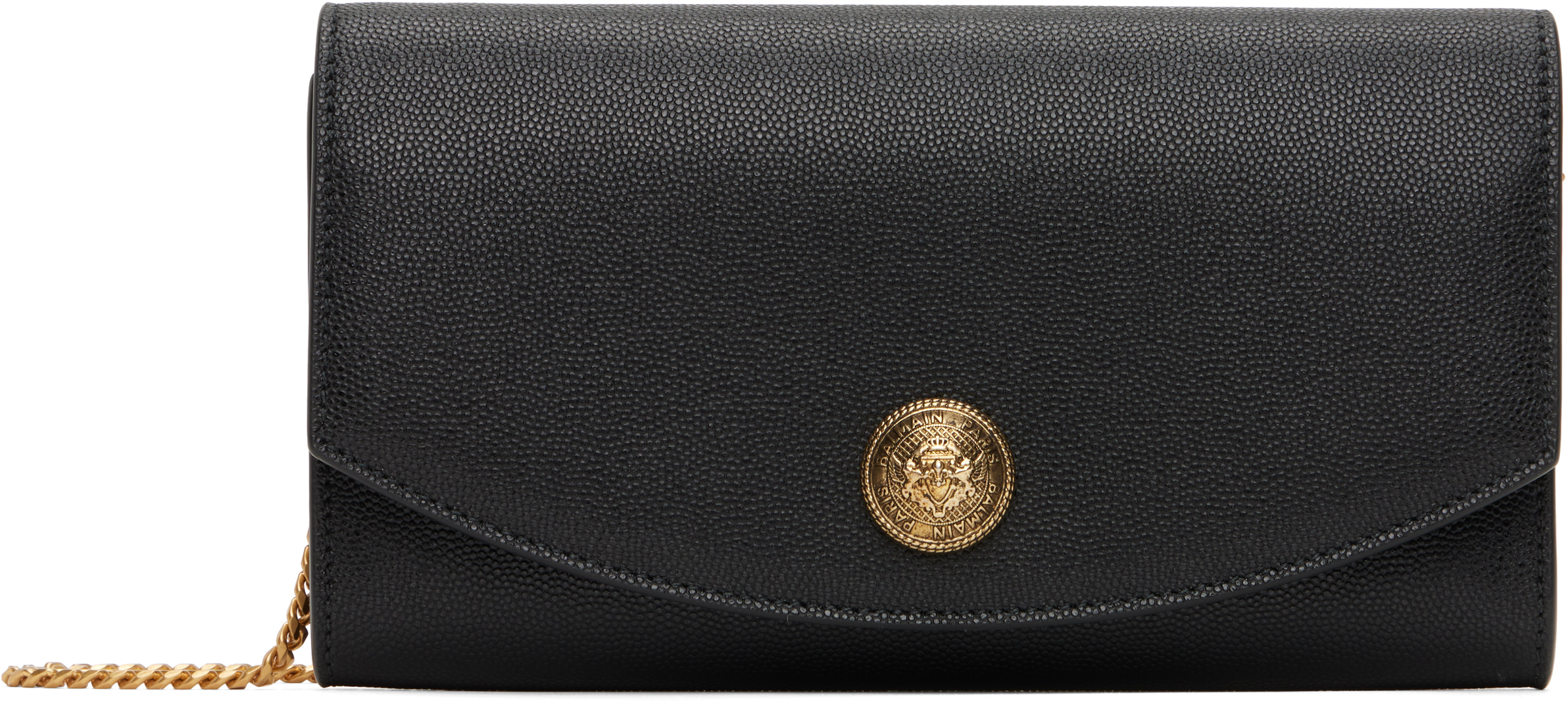 Balmain: Black Emblème Grained Calfskin Bag | SSENSE Canada