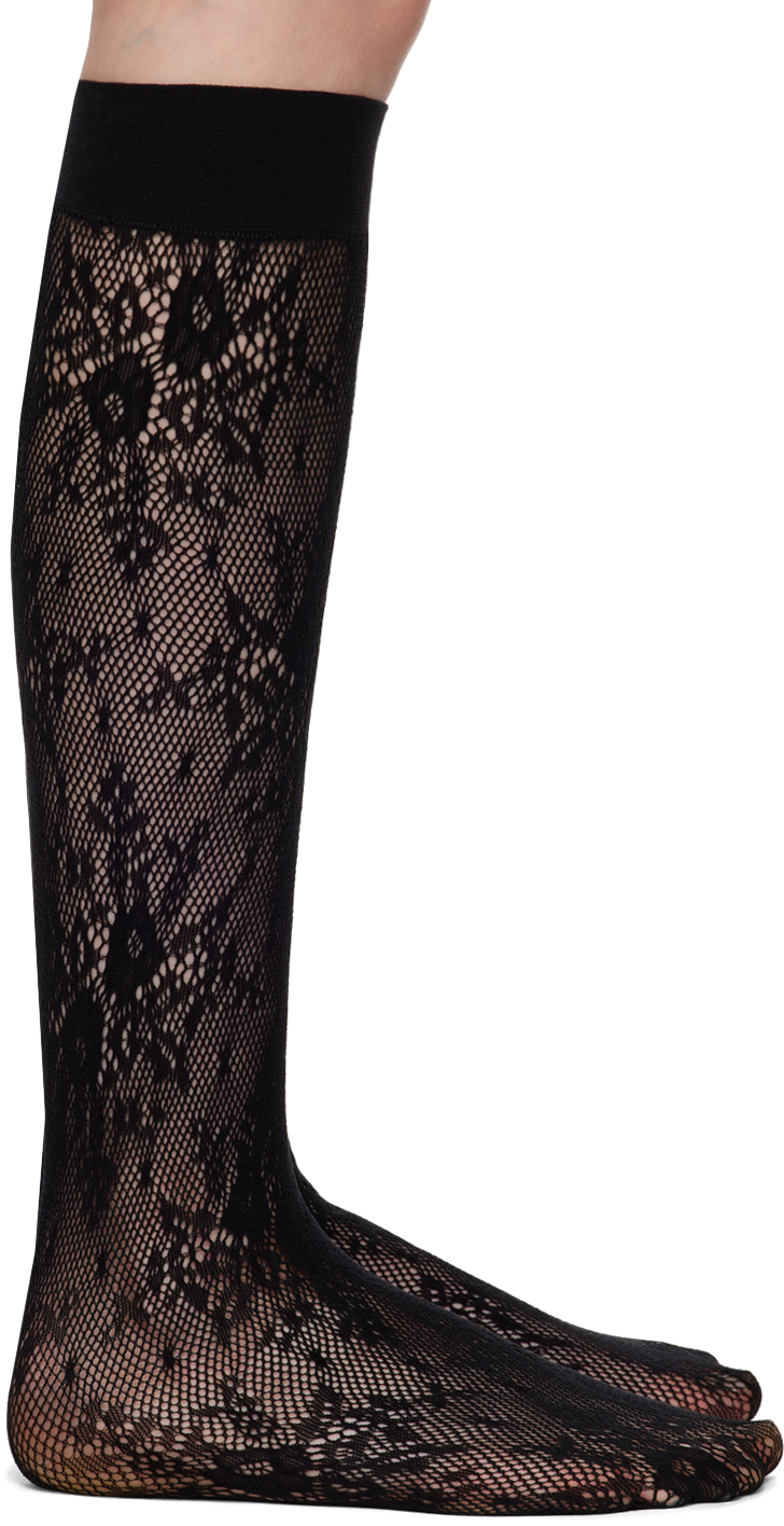 Swedish Stockings: Black Rosa Lace Knee-High Socks | SSENSE