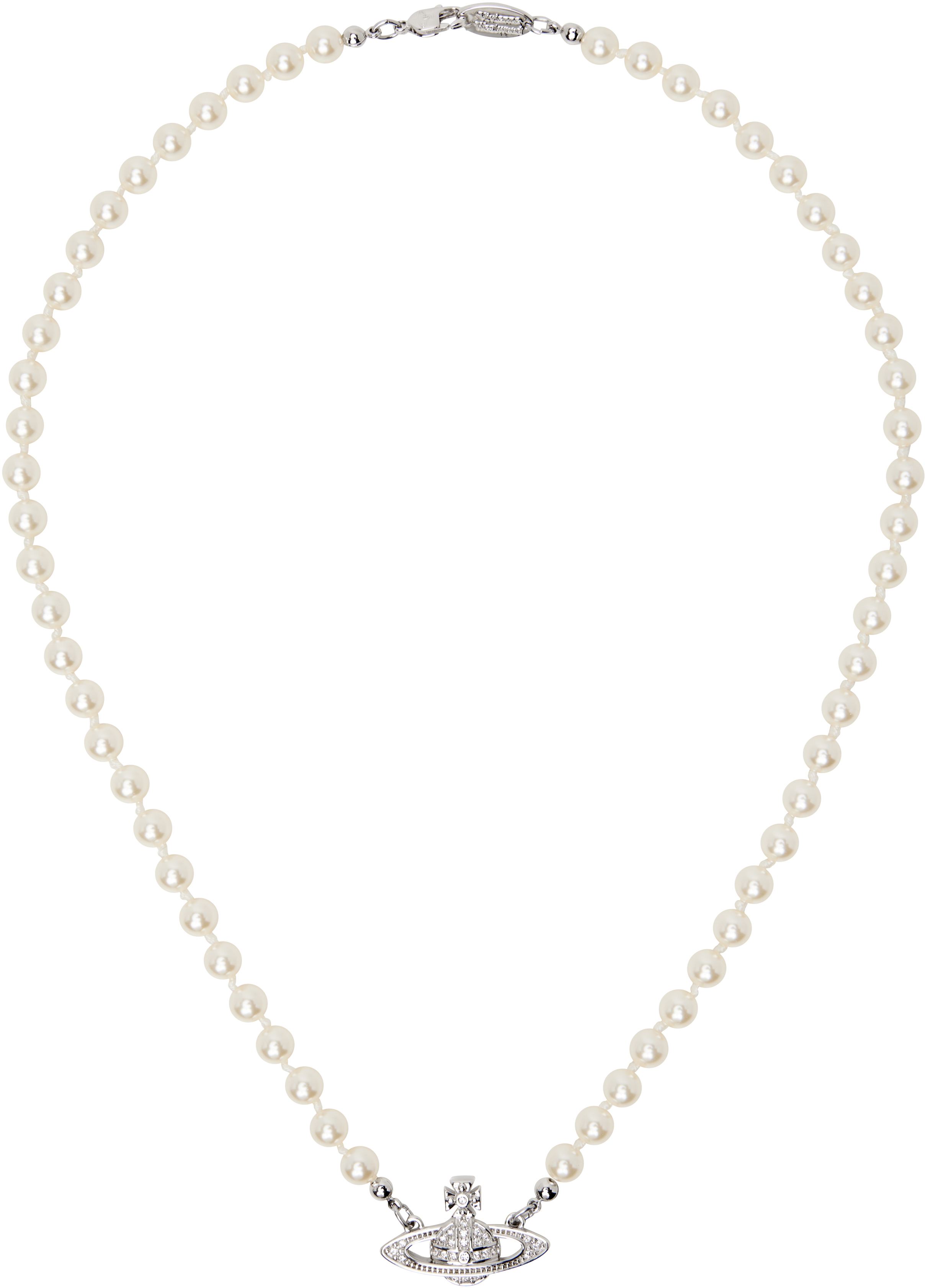Vivienne Westwood: Off-White Mini Bas Relief Pearl Necklace | SSENSE