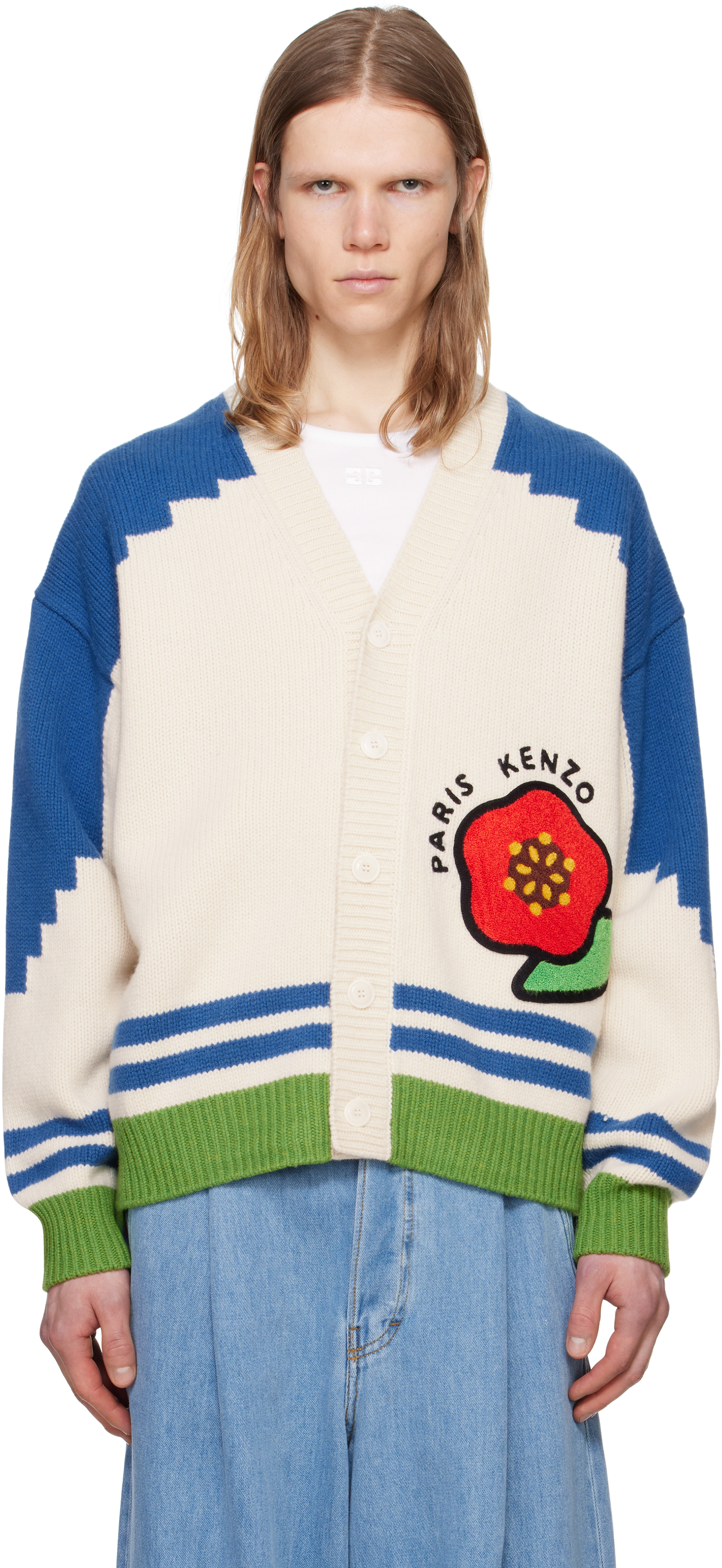 Kenzo Off White Blue Kenzo Paris KENZO Pop Cardigan